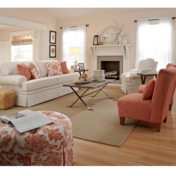 like the coral accents | Home living room, Furniture, Living room ...